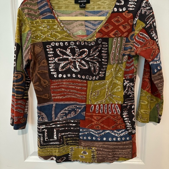 Kaktus | Tops | Kaktus Multicolor Patchwork Womens Top | Poshmark
